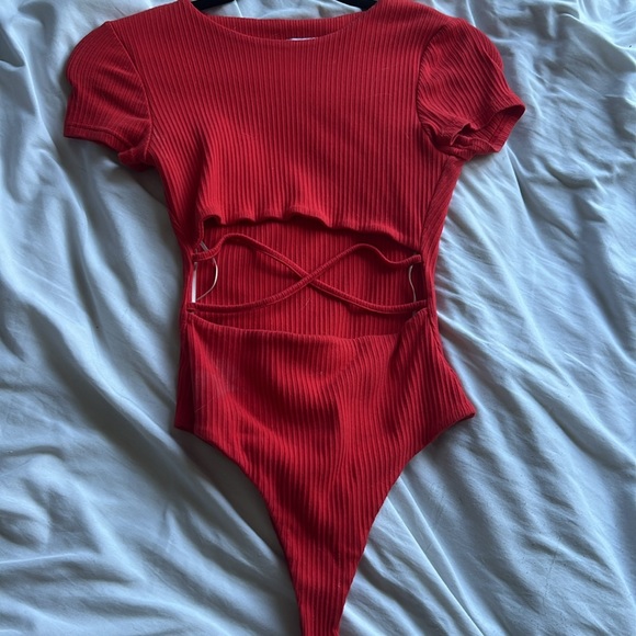 Princess Polly | Tops | Red Body Suit With Opening In Front | Poshmark